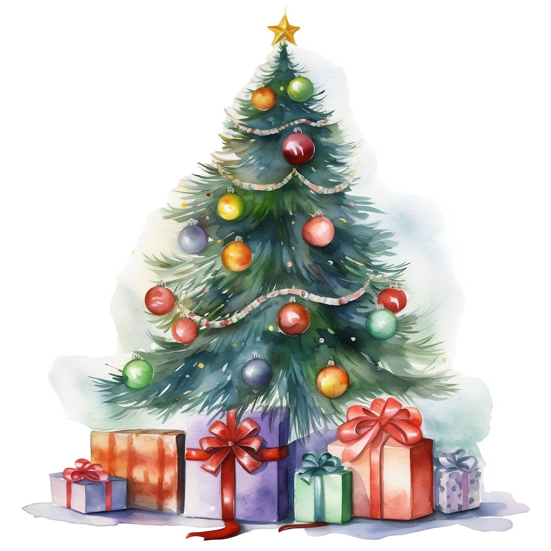 16 Christmas Watercolor Clipart Graphics Printable PNG Files for ...