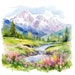 10 Watercolor Spring Mountains Clipart Graphics Printable PNG Files ...