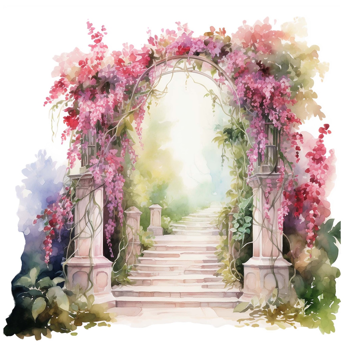 8 Watercolor Secret Garden Clipart Graphics Digital Download - Etsy