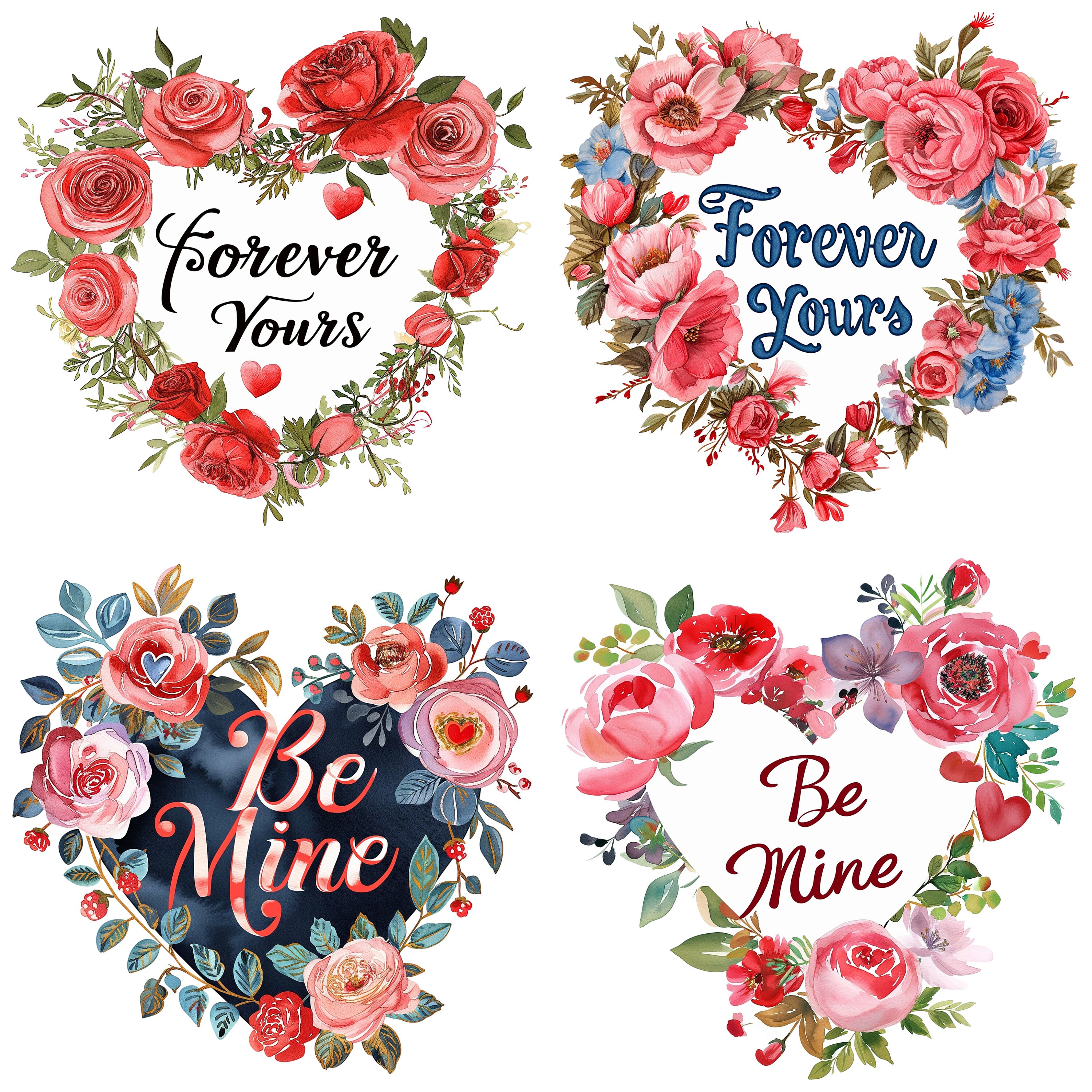 10 Watercolor Valentine's Day Hearts Clipart Graphics PNG Files for ...