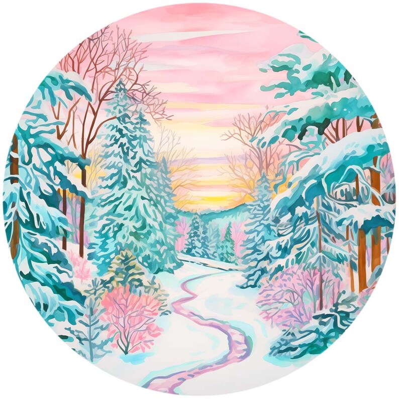 10 Watercolor Preppy Winter Clipart Circle Graphics - Printable PNG ...