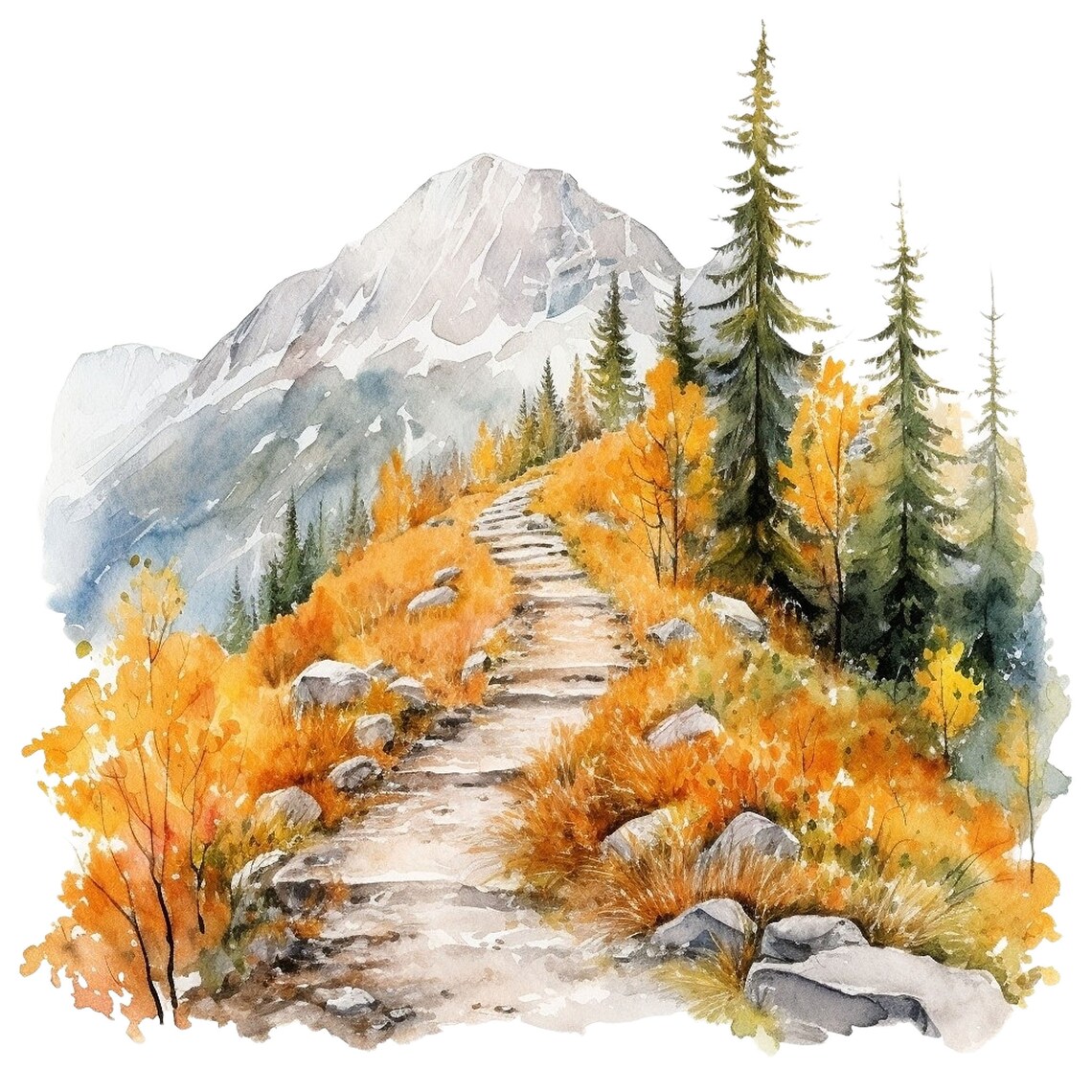 10 Autumn Hiking Trail Watercolor Clipart Graphics - Printable PNG ...