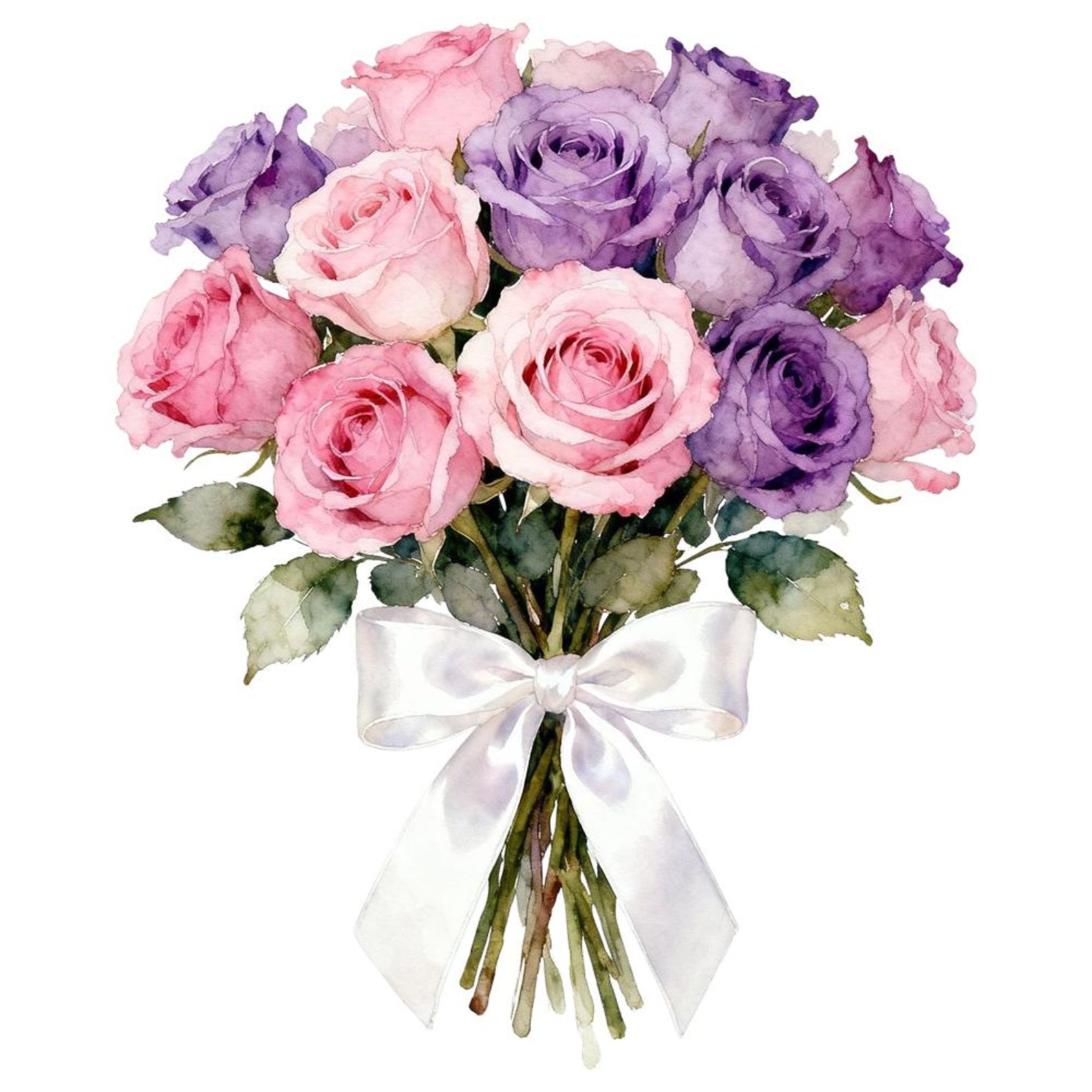 20 Watercolor Romantic Floral Valentine Clipart Graphics - Printable ...