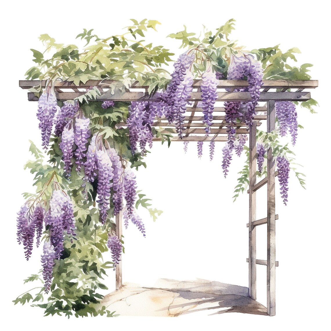 12 Watercolor Wisteria Pergola Floral Clipart Digital Download PNG ...