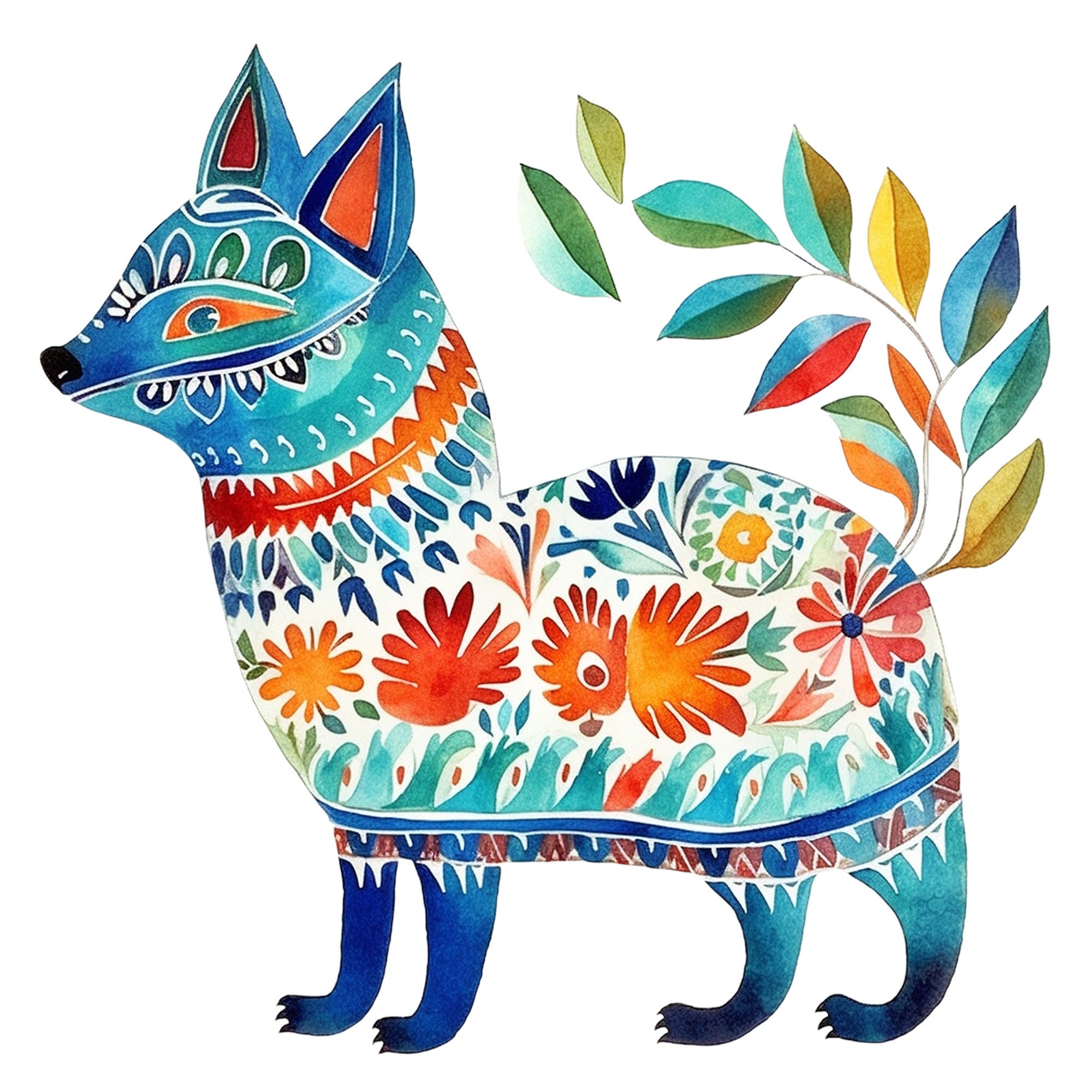 16 Watercolor Mexican Folk Art Fantasy Animals Clipart - Digital ...