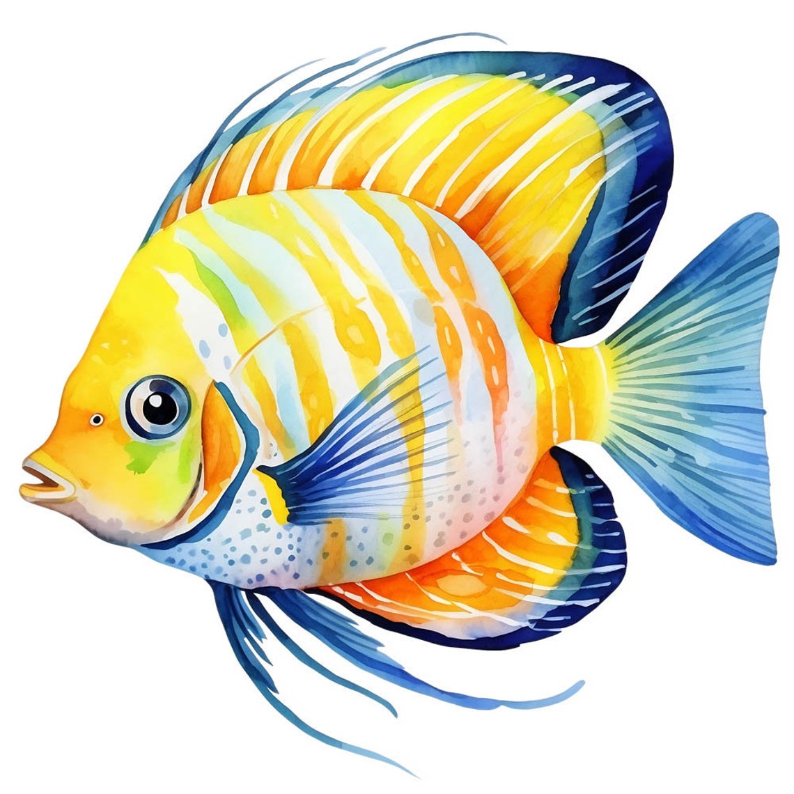 10 Watercolor Tropical Fish Clipart Graphics Printable PNG Files for ...