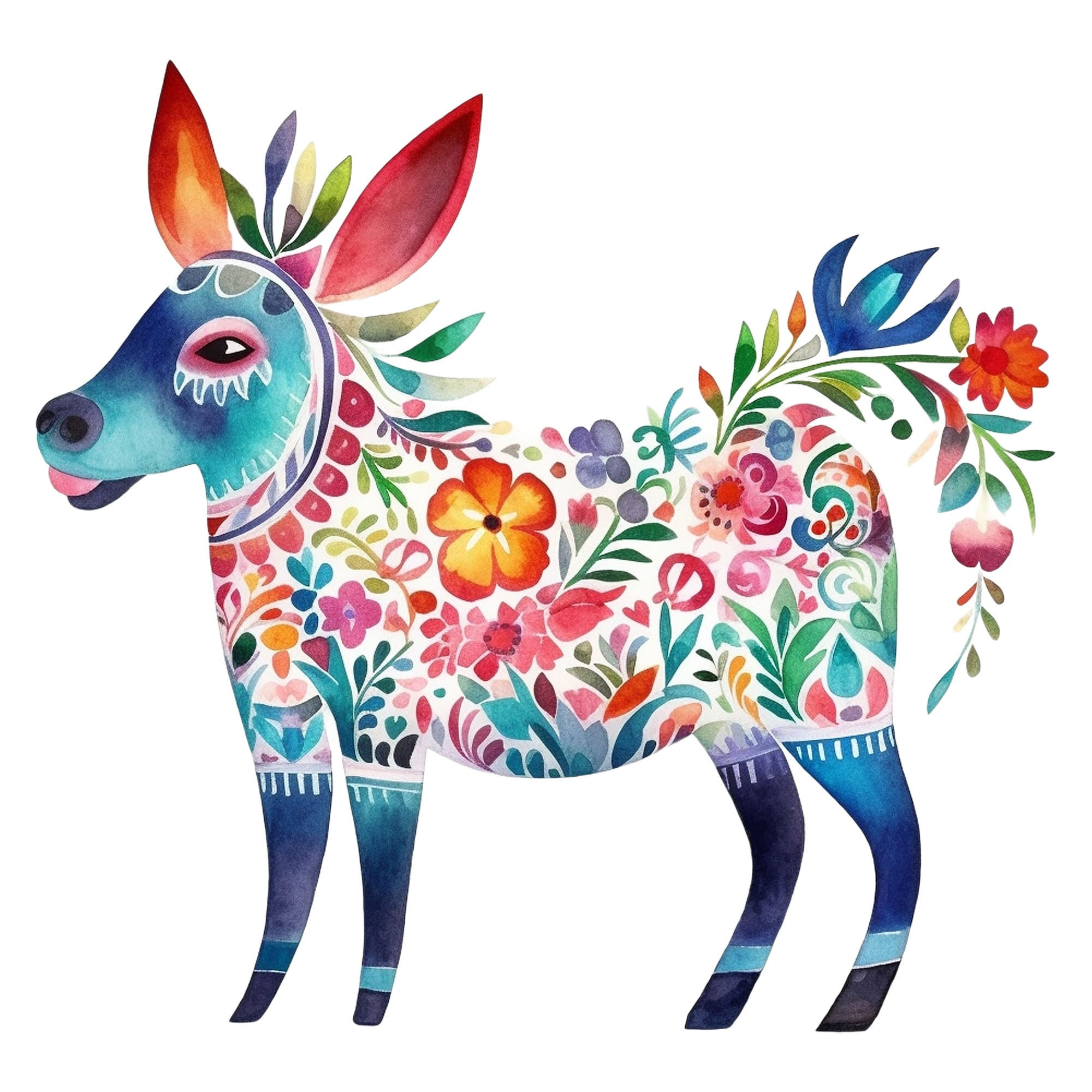 16 Watercolor Mexican Folk Art Fantasy Animals Clipart Digital Download ...