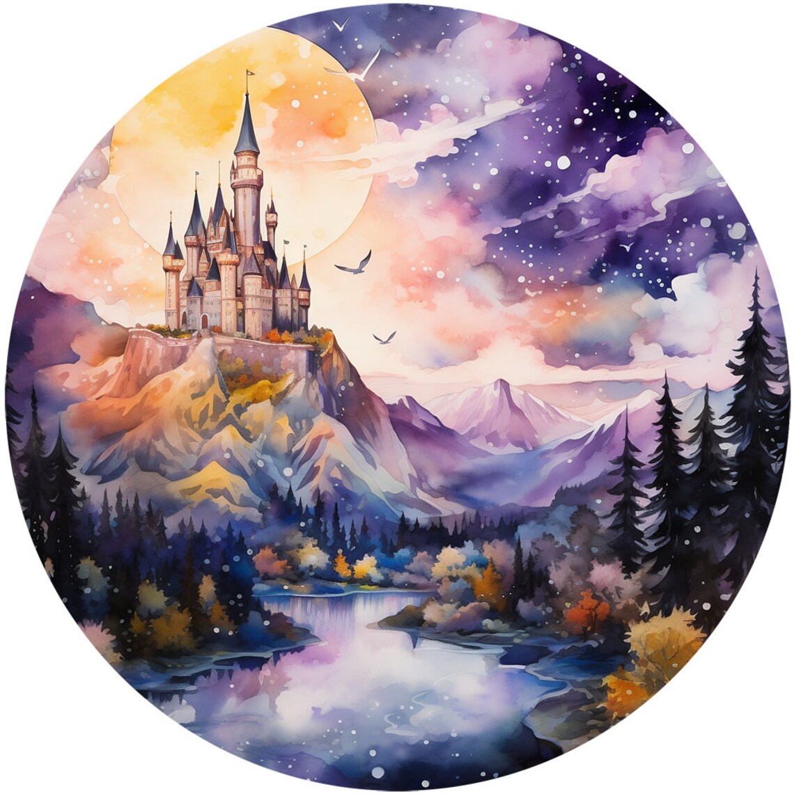 10 Fairytale Castle Watercolor Clipart Graphics Printable - Etsy