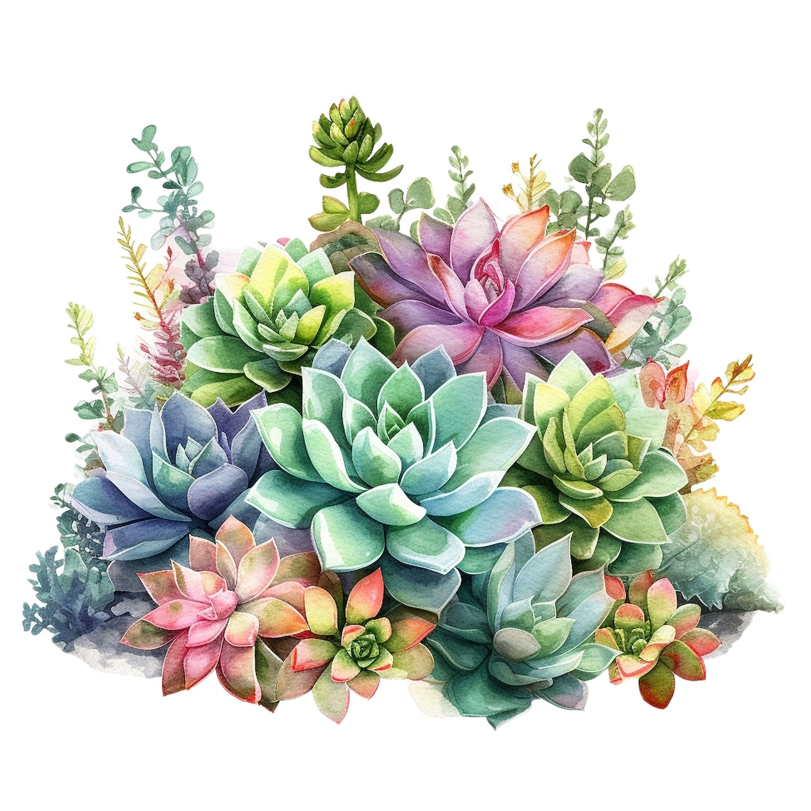 15 Watercolor Succulent Garden Clipart Botanical Graphics - Etsy