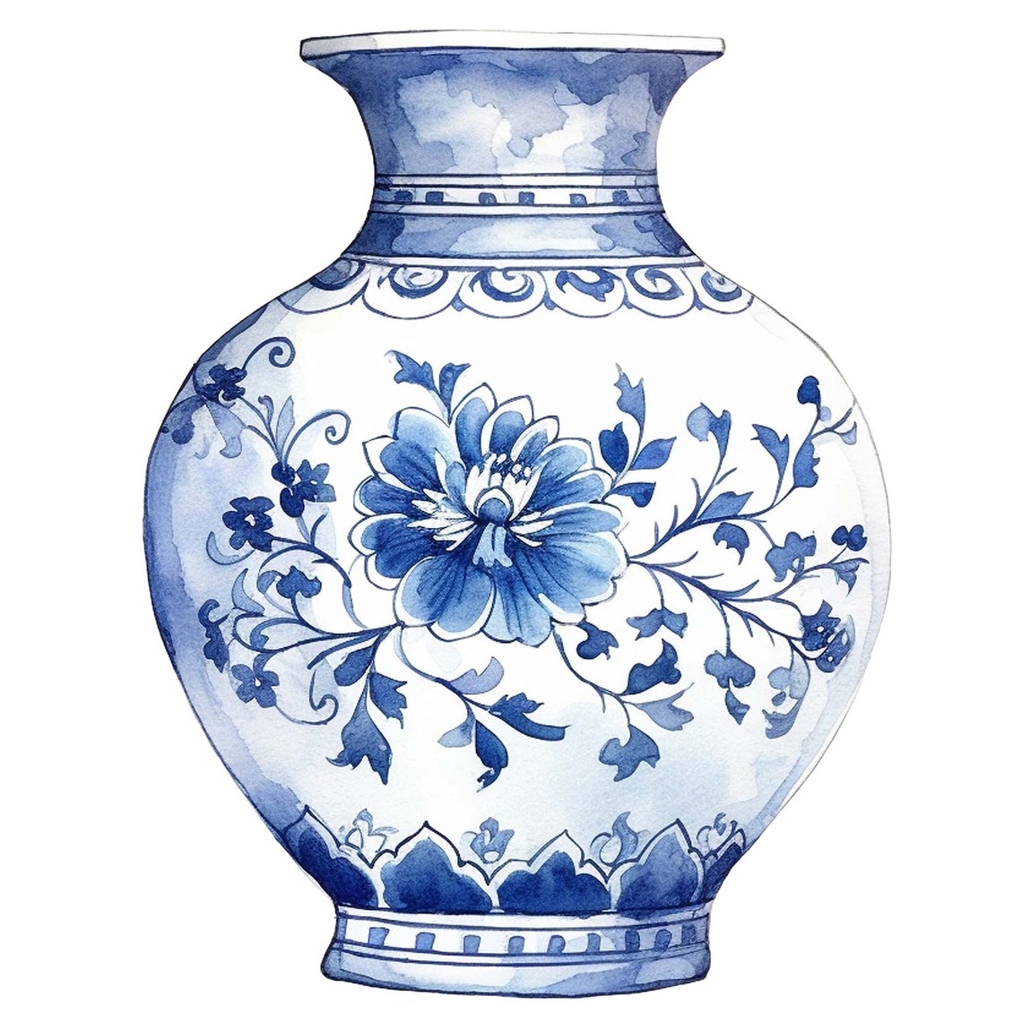 10 Chinoiserie Vase Clipart Watercolor Graphics Digital Download PNG ...