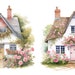 10 Cute Rose Cottage Clipart Watercolor Graphics Bundle Printable PNG ...