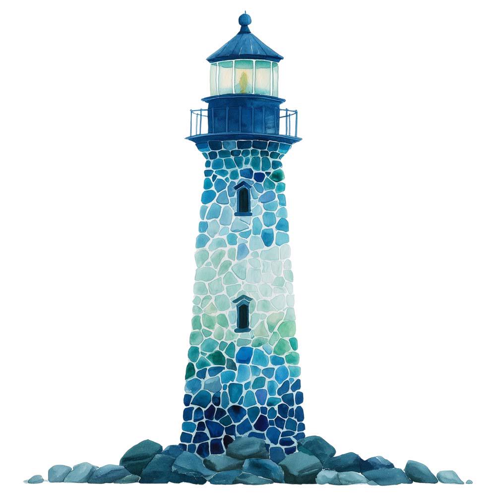 6 Watercolor Sea Glass Lighthouse Nautical Clipart Graphics - Printable ...