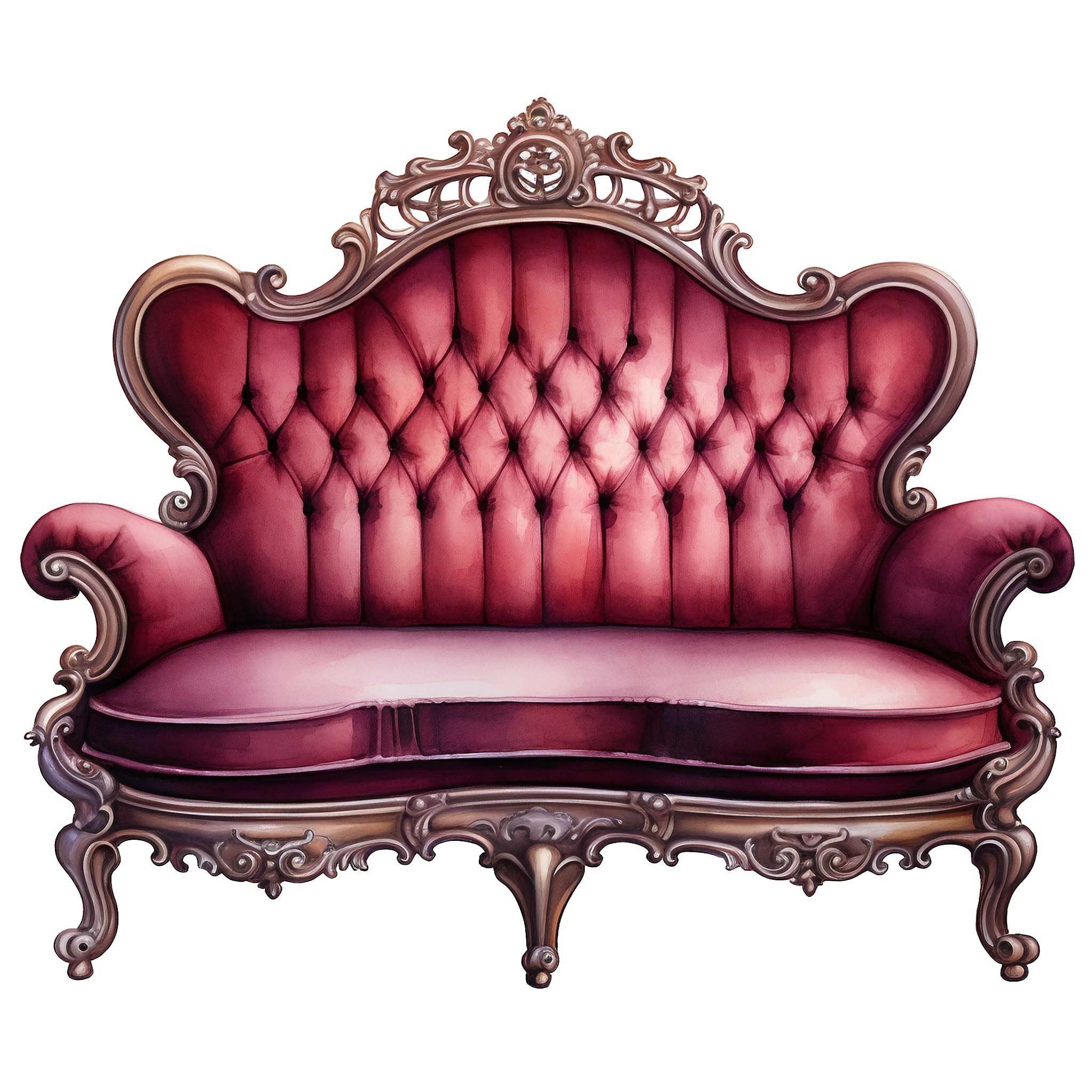 10 Watercolor Antique Victorian Style Furniture Clipart Graphics ...