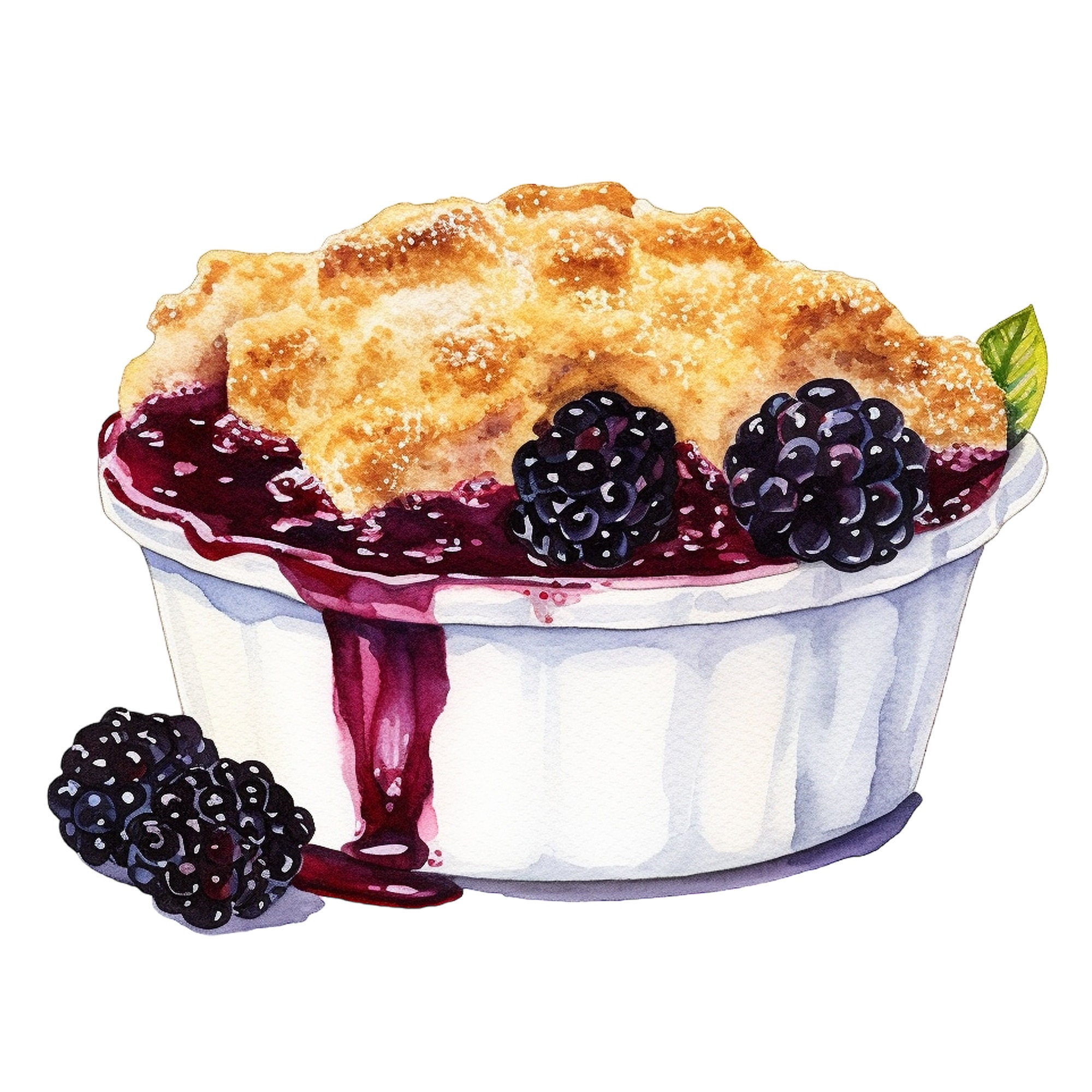 10 Watercolor Blackberry Cobbler Clipart Digital Download PNG Files for ...