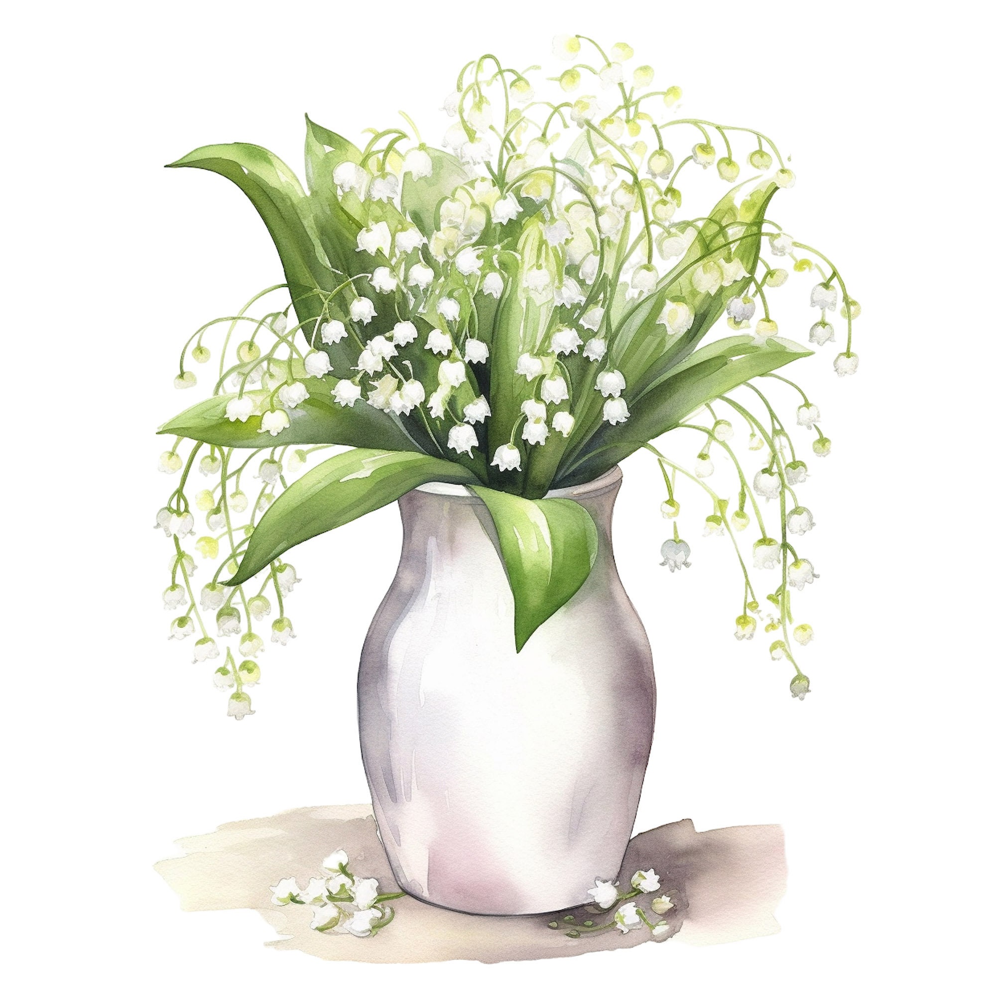 10 Watercolor Lily of the Valley Floral Clipart Digital Download PNG ...