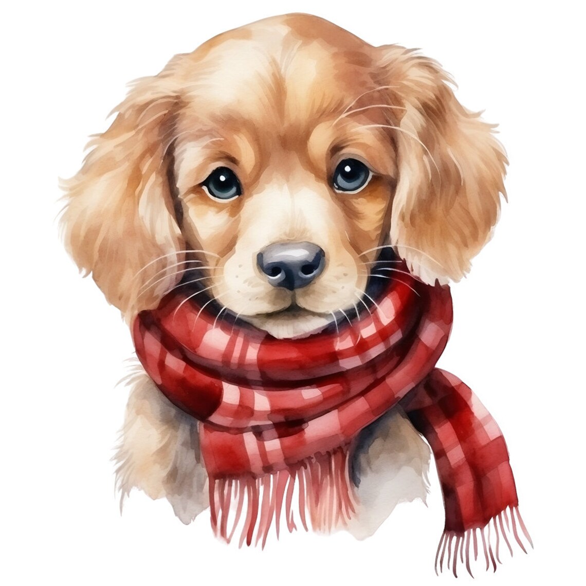 10 Watercolor Winter Pups With Scarf Graphics - Digital Download PNG ...