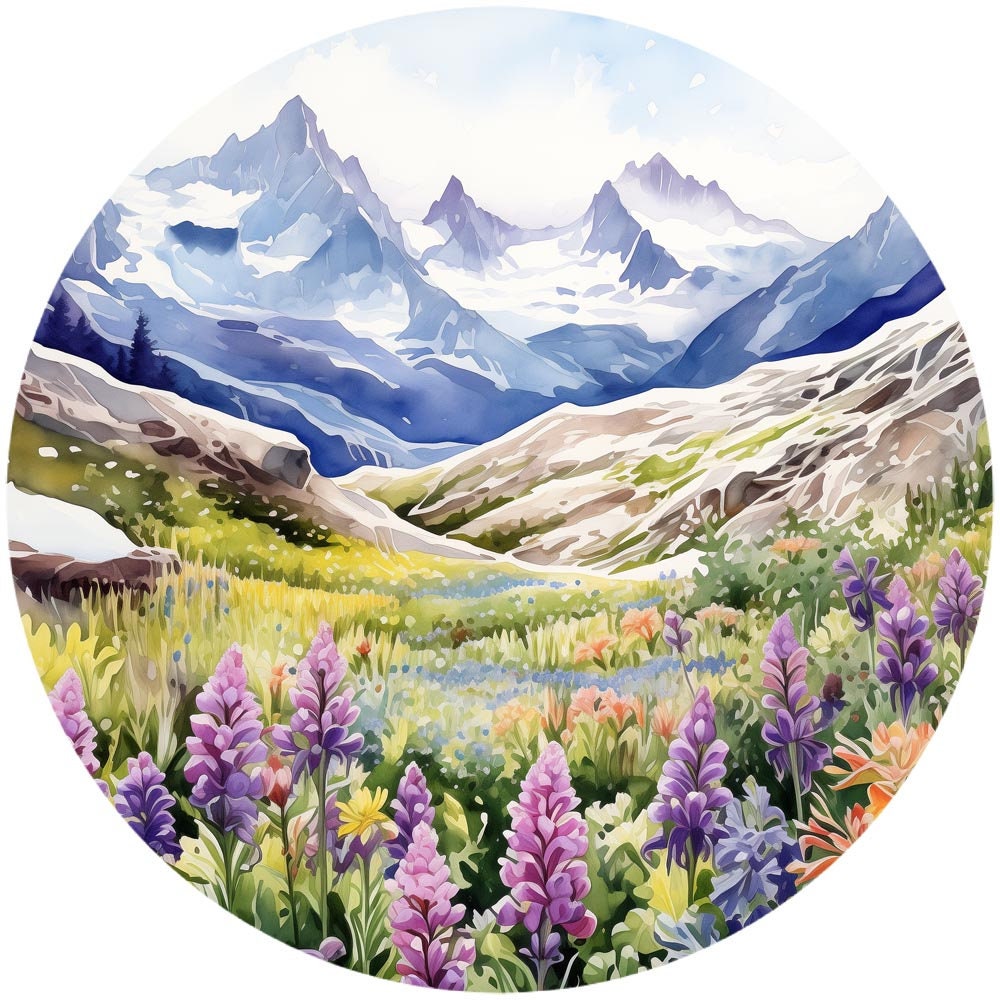 10 Watercolor Alpine Flowers Clipart Circle Graphics - Printable PNG ...