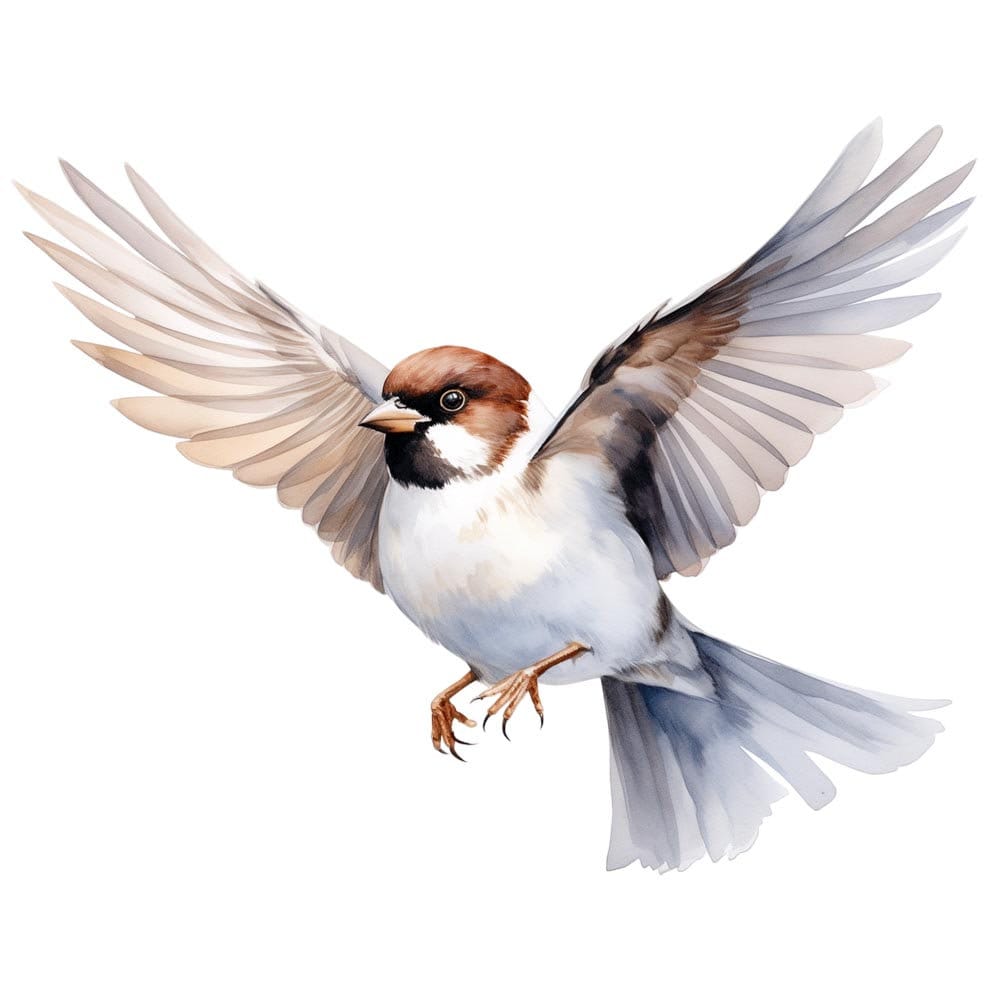 10 Sparrow Bird Watercolor Clipart Graphics Digital Download PNG Files ...