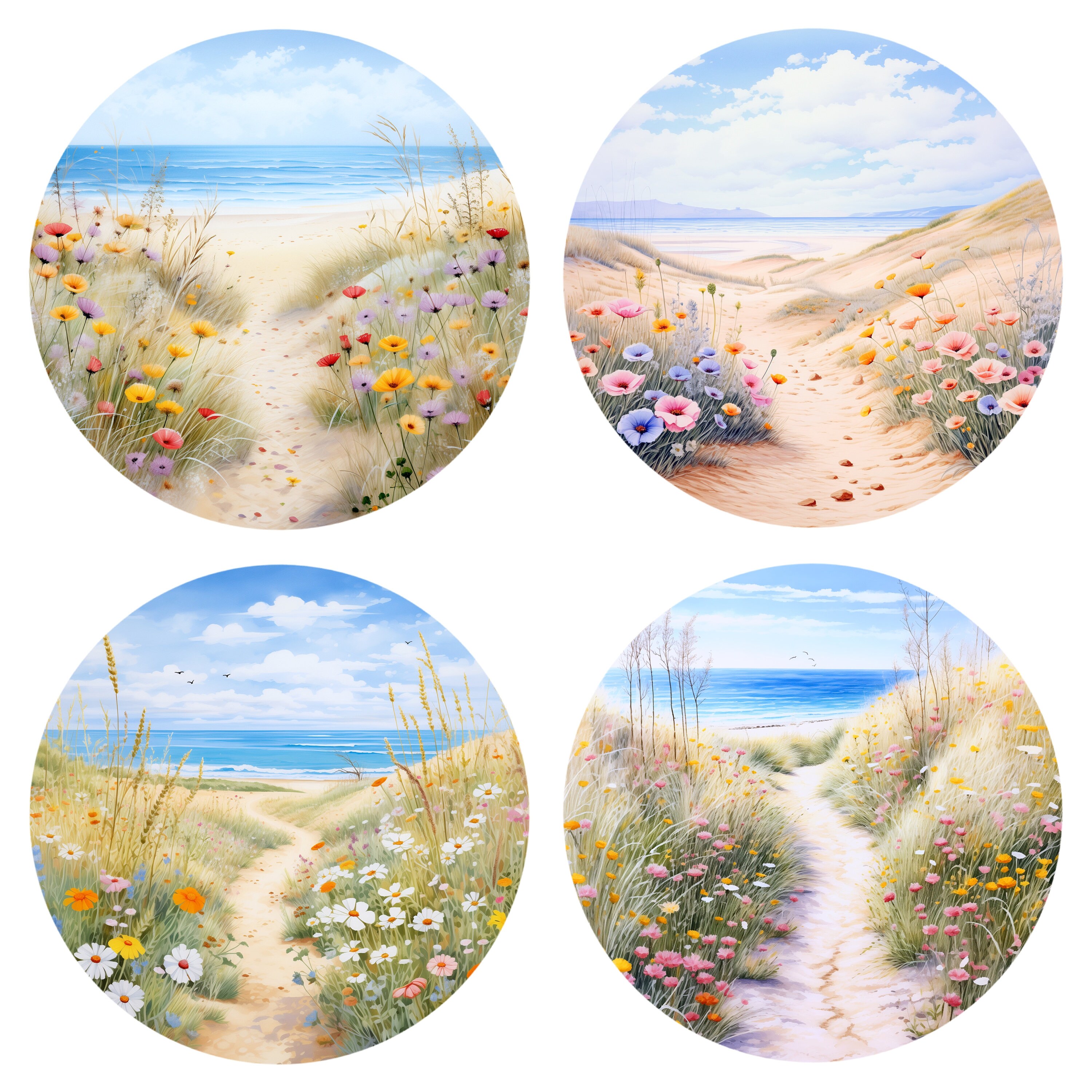 10 Sand Dunes and Wildflowers Watercolor Clipart Graphics - Printable ...