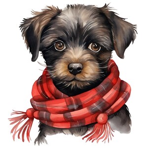 10 Watercolor Winter Pups With Scarf Graphics Digital Download PNG ...