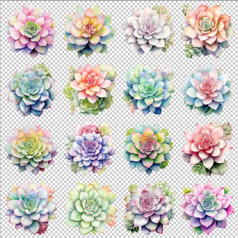 16 Watercolor Succulents Clipart Botanical Graphics - Digital Download ...
