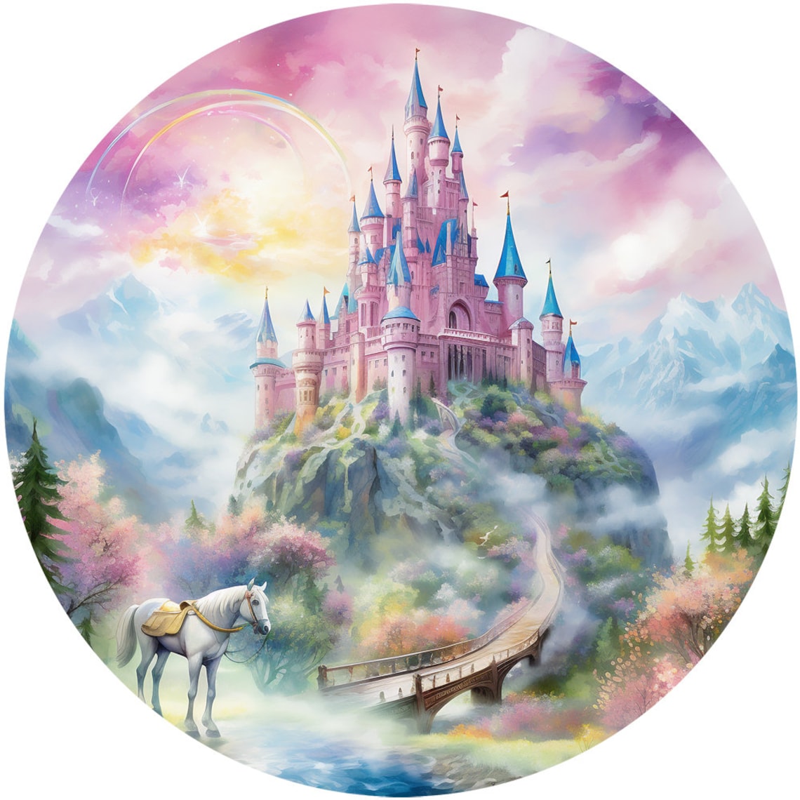 10 Fairytale Castle Watercolor Clipart Graphics Printable - Etsy