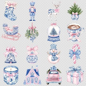 16 Chinoiserie Christmas Watercolor Clipart Graphics - Printable PNG ...