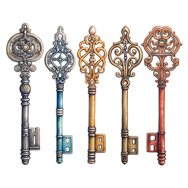 Skeleton Key Clipart - Etsy