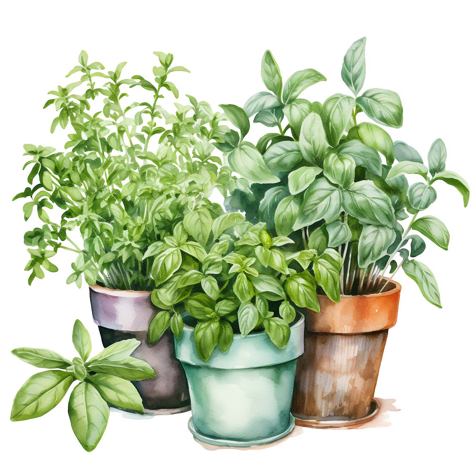 10 Watercolor Potted Herbs Clipart Botanical Graphics - Printable PNG ...