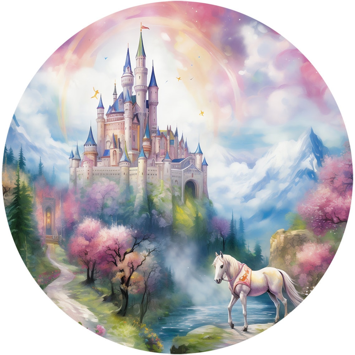 10 Fairytale Castle Watercolor Clipart Graphics Printable - Etsy