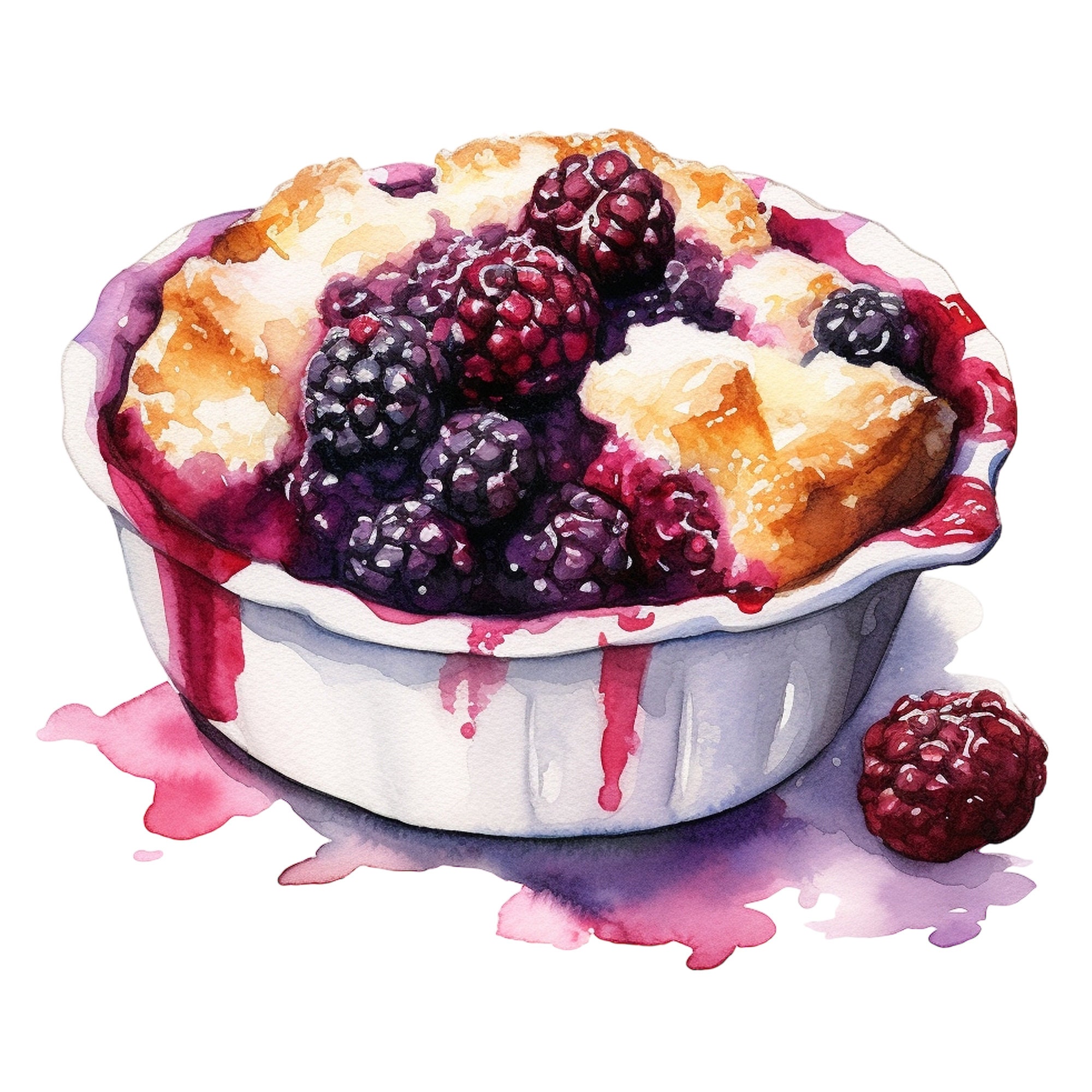 10 Watercolor Blackberry Cobbler Clipart Digital Download PNG Files for ...