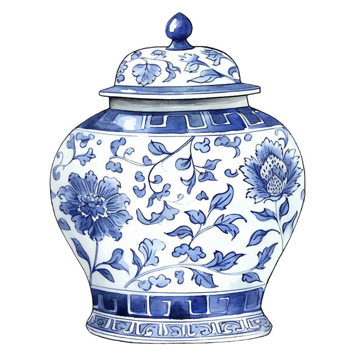 10 Watercolor Chinoiserie Ginger Jar Clipart Digital - Etsy