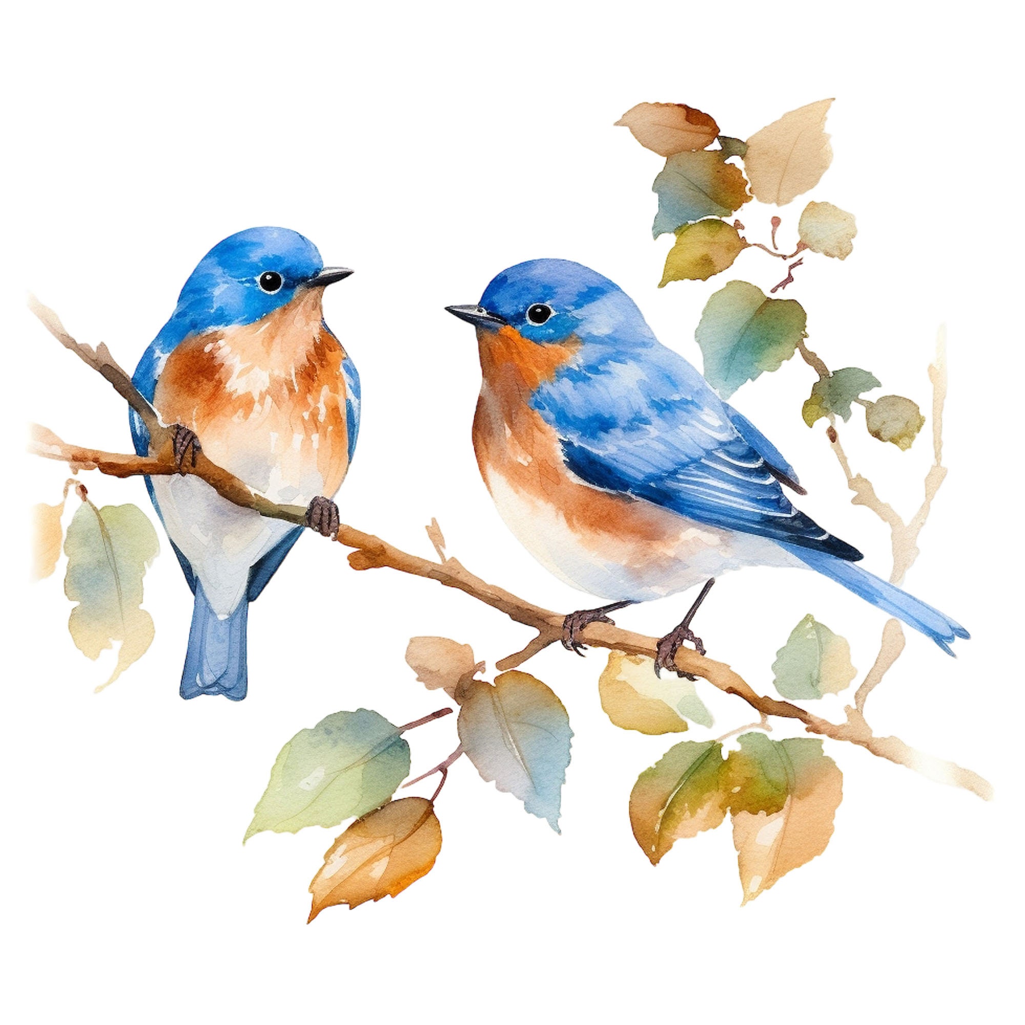 10 Watercolor Cute Bluebird Clipart Bird Graphics Digital Download PNG ...