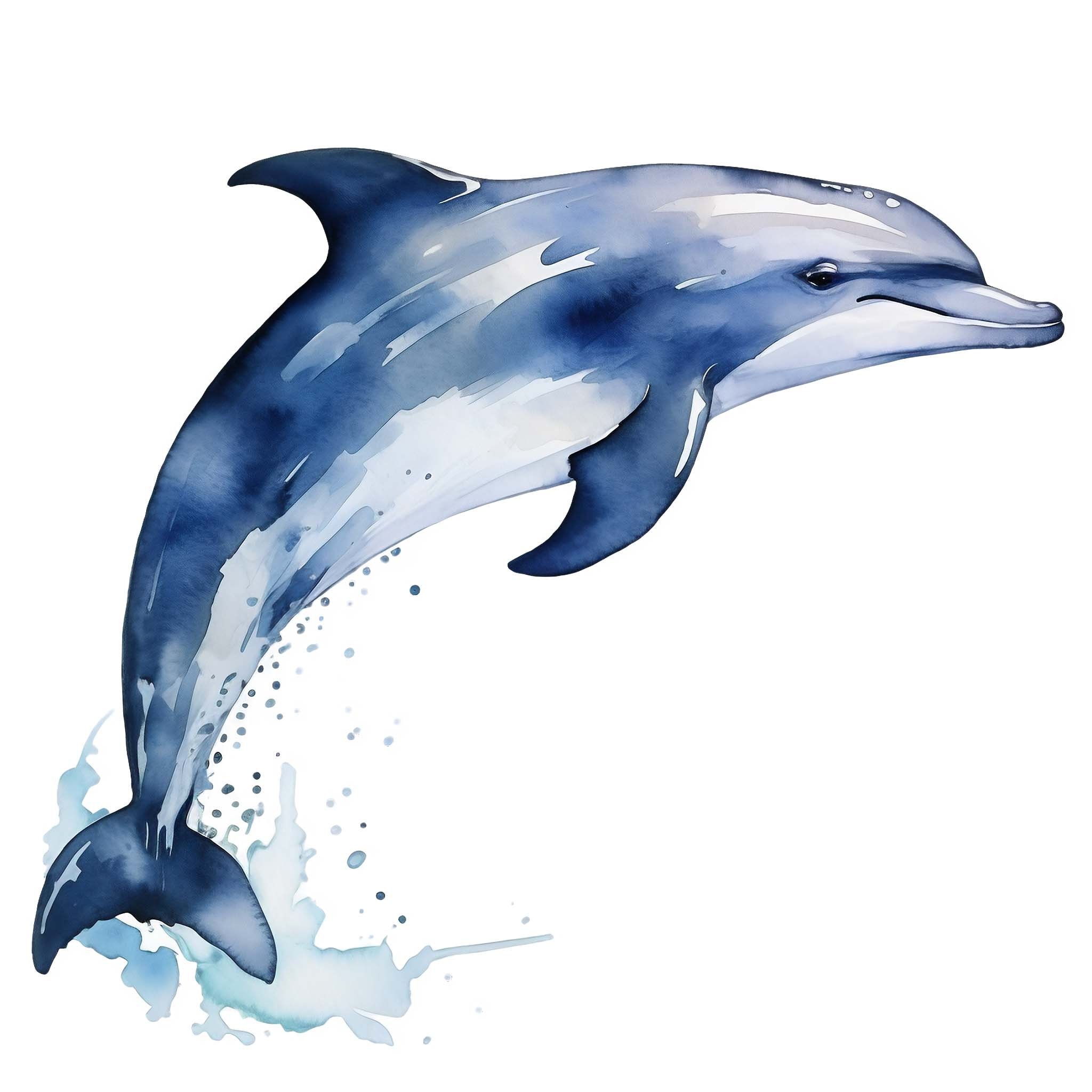 10 Indigo Blue Sea Creatures Watercolor Clipart Graphics Printable PNG ...