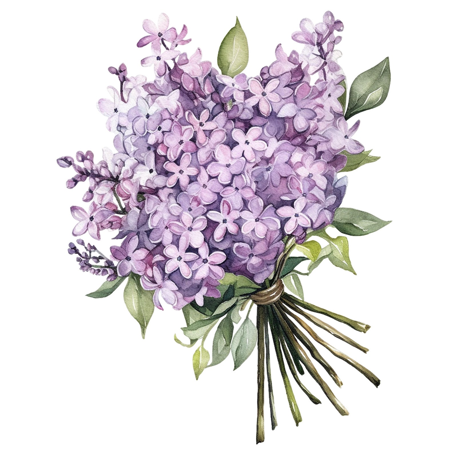 8 Watercolor Purple Lilacs Floral Clipart – PNG Graphics, Transparent ...