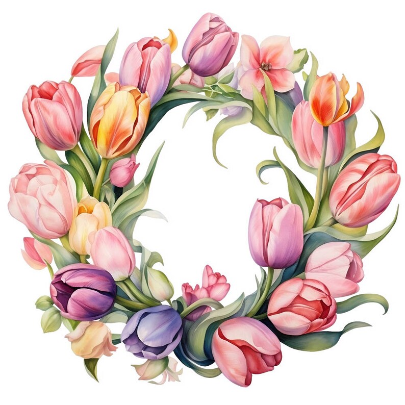 10 Watercolor Tulips Clipart Flower Graphics - Digital Download PNG ...