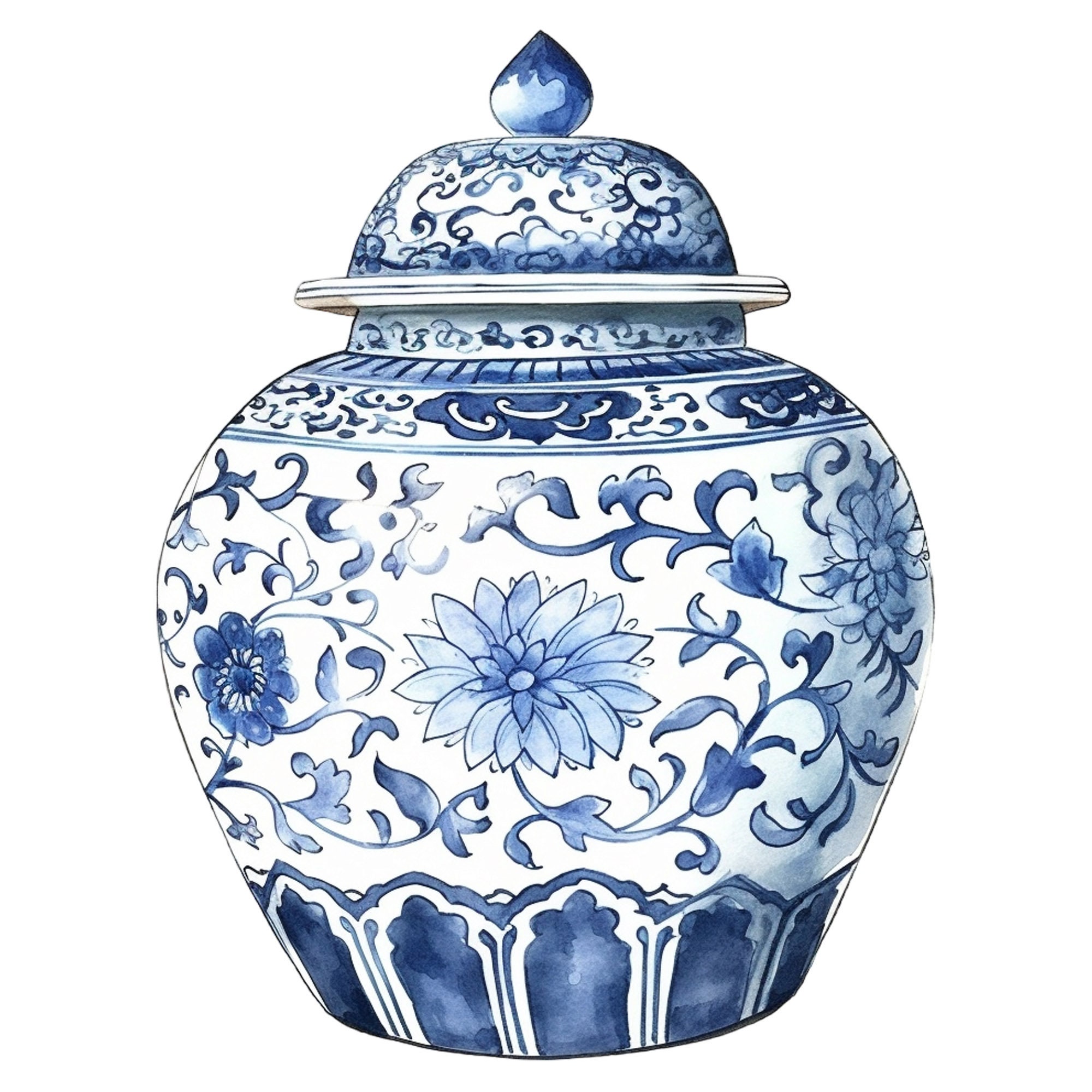 10 Watercolor Chinoiserie Ginger Jar Clipart Digital - Etsy