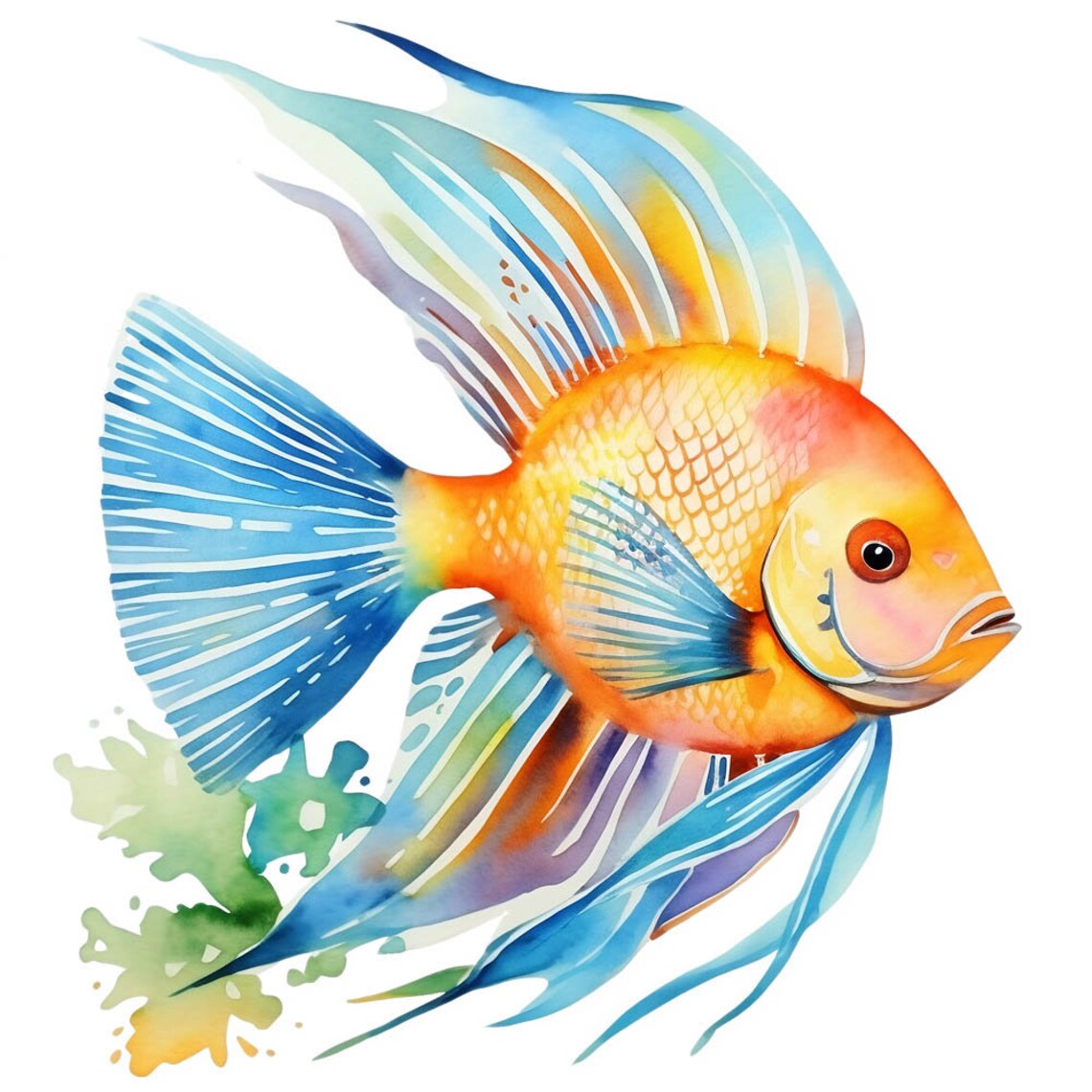 10 Watercolor Tropical Fish Clipart Graphics Printable PNG Files for ...