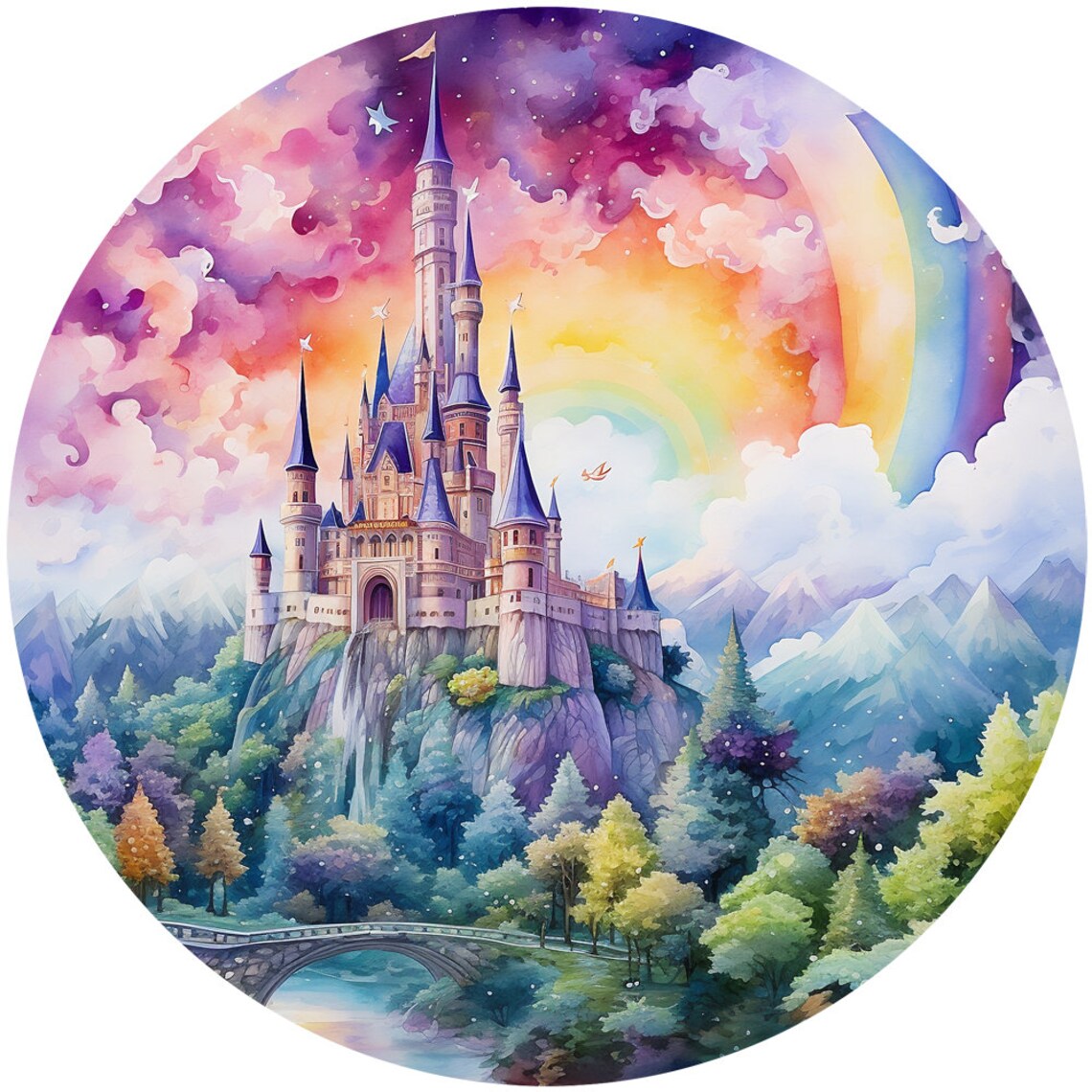 10 Fairytale Castle Watercolor Clipart Graphics Printable - Etsy