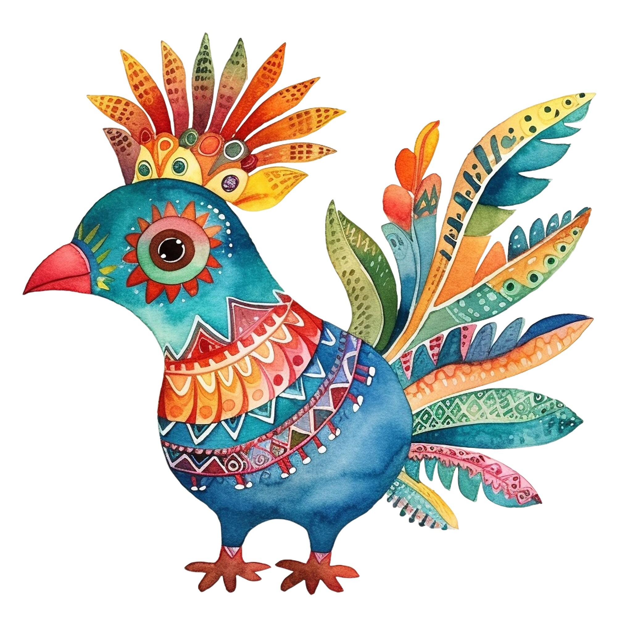 16 Watercolor Mexican Folk Art Fantasy Animals Clipart Digital Download ...