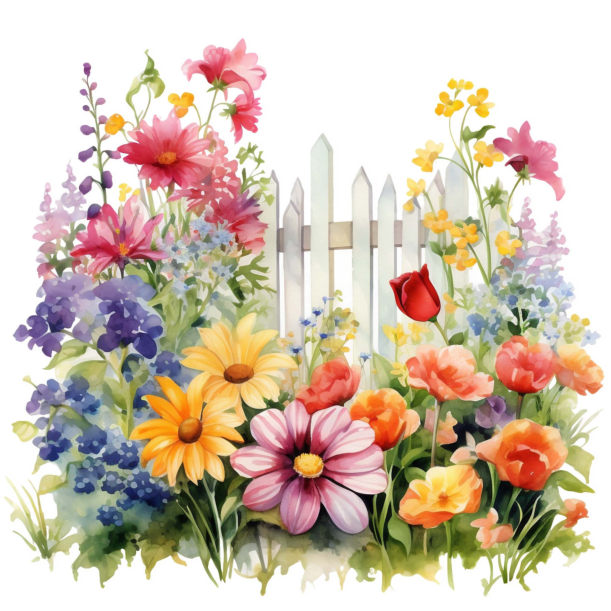 10 Watercolor Summer Garden Clipart Graphics – Printable PNG Files ...