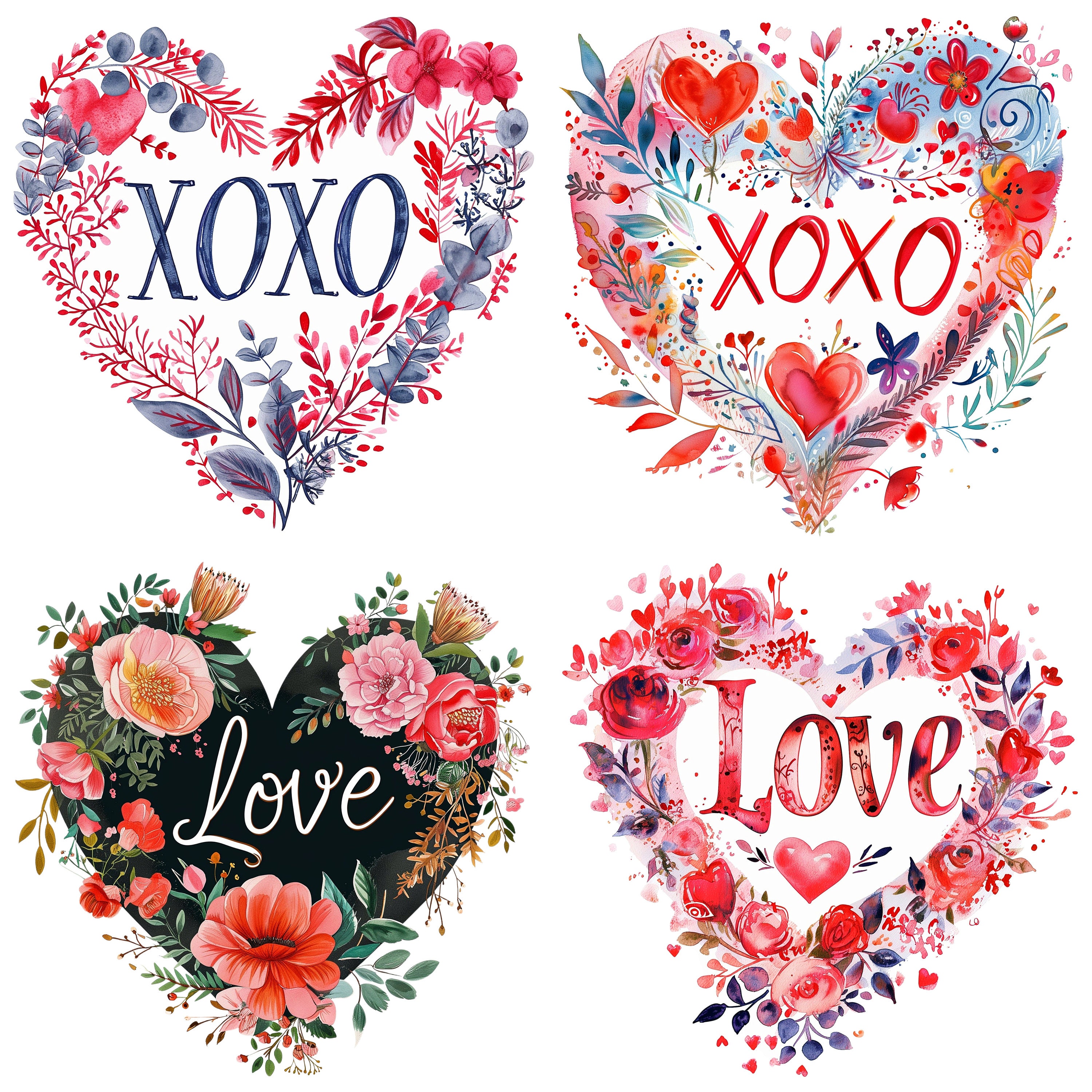 10 Watercolor Valentine's Day Hearts Clipart Graphics PNG Files for ...