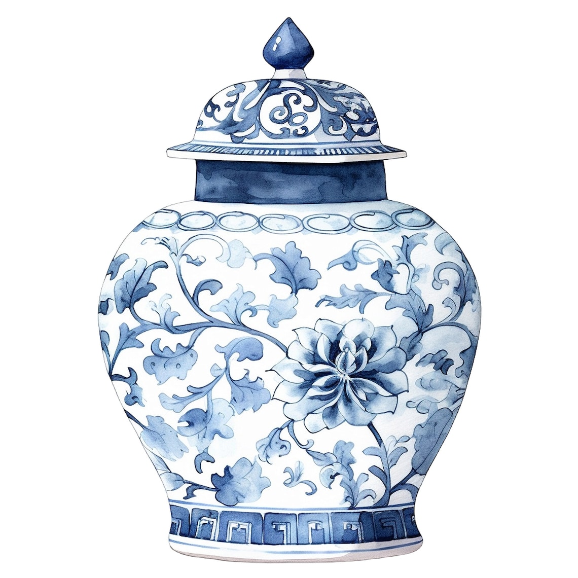 10 Watercolor Chinoiserie Ginger Jar Clipart Digital Download PNG Files ...