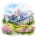 10 Watercolor Spring Mountains Clipart Graphics - Printable PNG Files ...