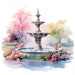 10 Garden Fountain Watercolor Clipart Graphics Printable PNG Files ...