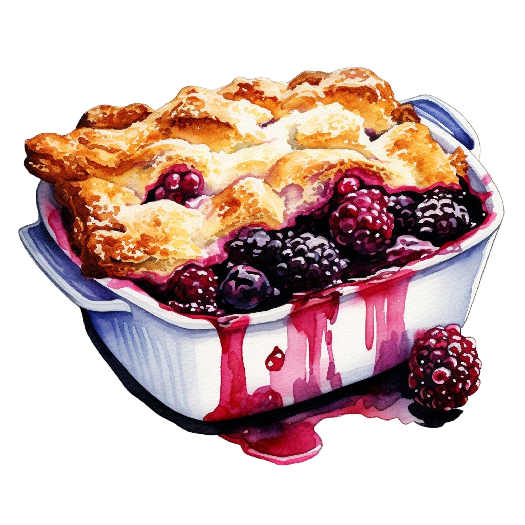 10 Watercolor Blackberry Cobbler Clipart Digital Download PNG Files for ...