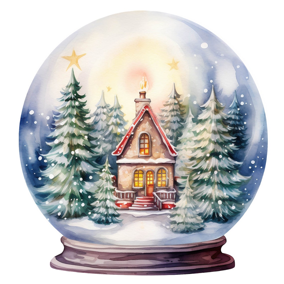 16 Christmas Watercolor Clipart Graphics Printable PNG Files for ...