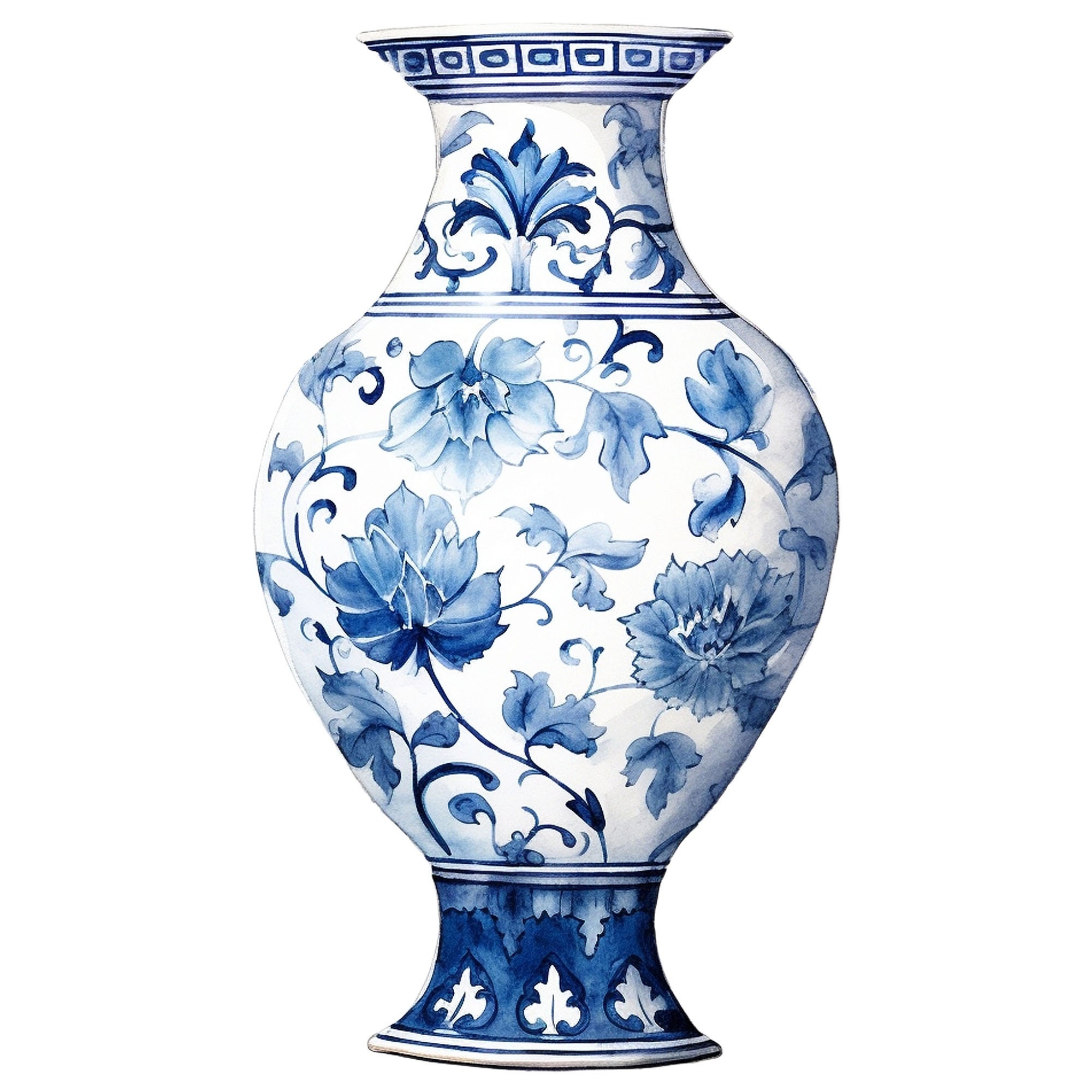 10 Chinoiserie Vase Clipart Watercolor Graphics Digital - Etsy