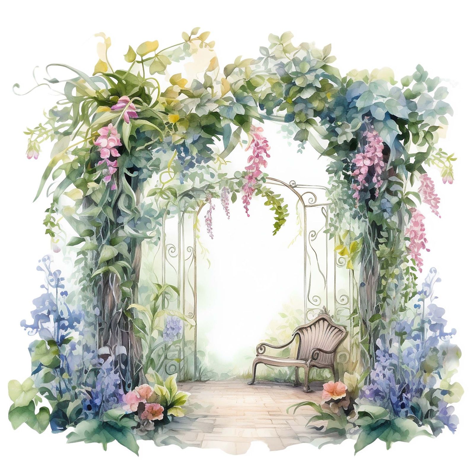 8 Watercolor Secret Garden Clipart – Printable PNG Graphics ...