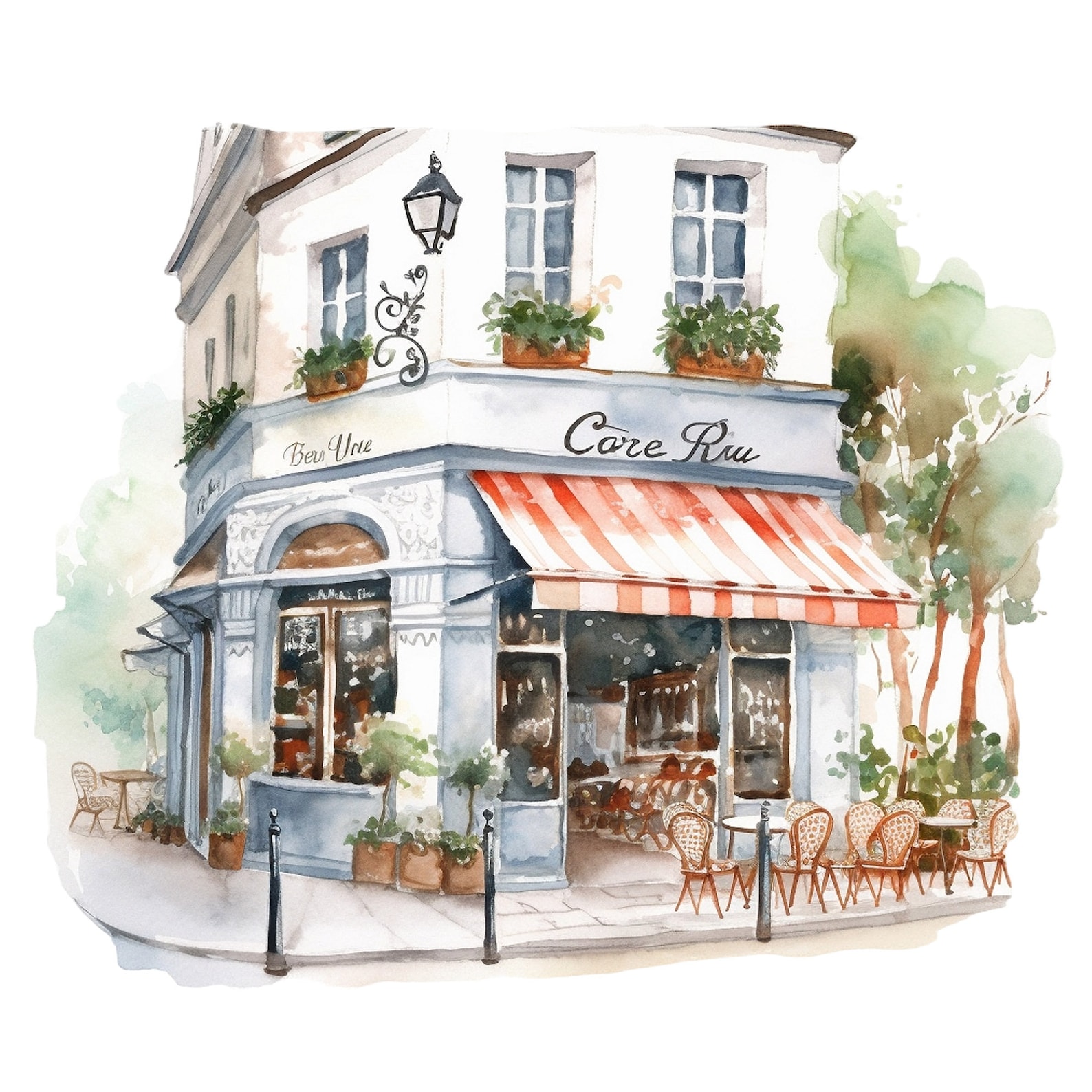 16 Cute Paris Cafe Clipart Watercolor Graphics Digital Download PNG ...